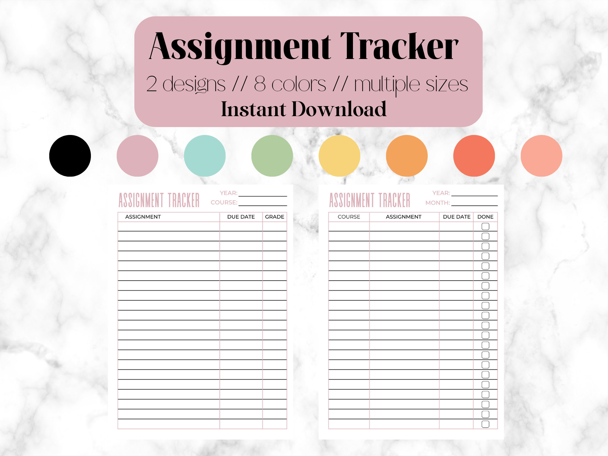 Assignment Tracker Template, Assignment Planner, Homework Planner ...