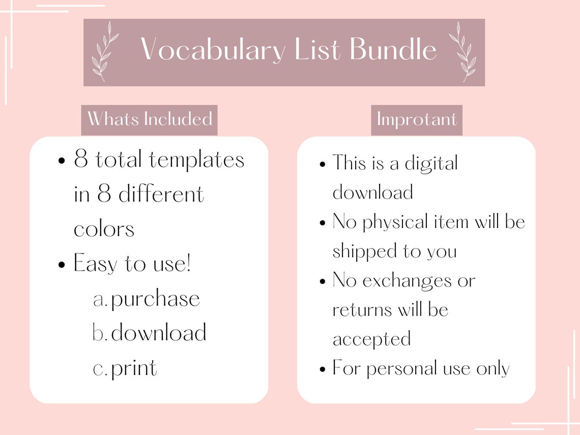 Vocabulary List Worksheet, Vocabulary List Template, Vocab List ...