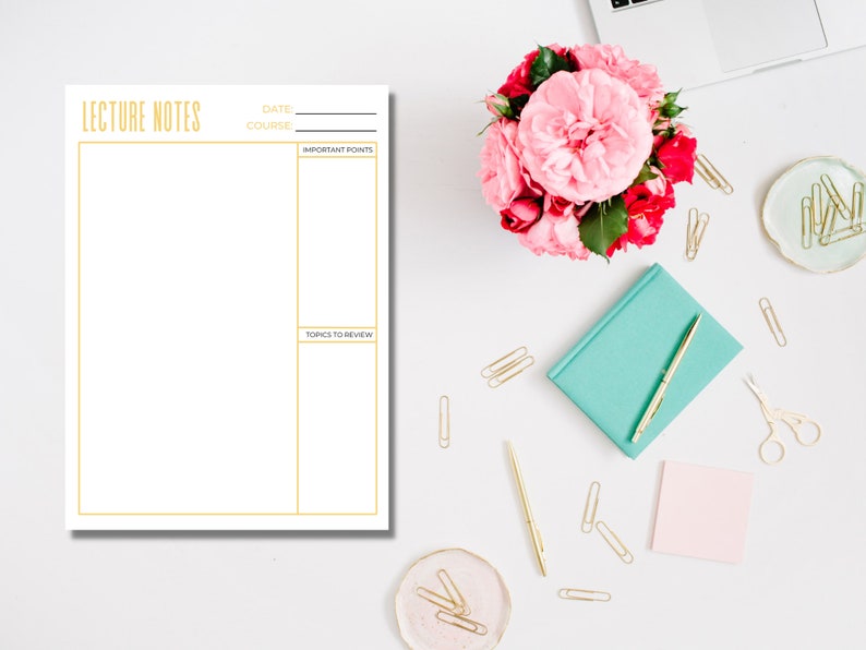Lecture Notes Template, Printable Lecture Notes, Note Taking Template ...