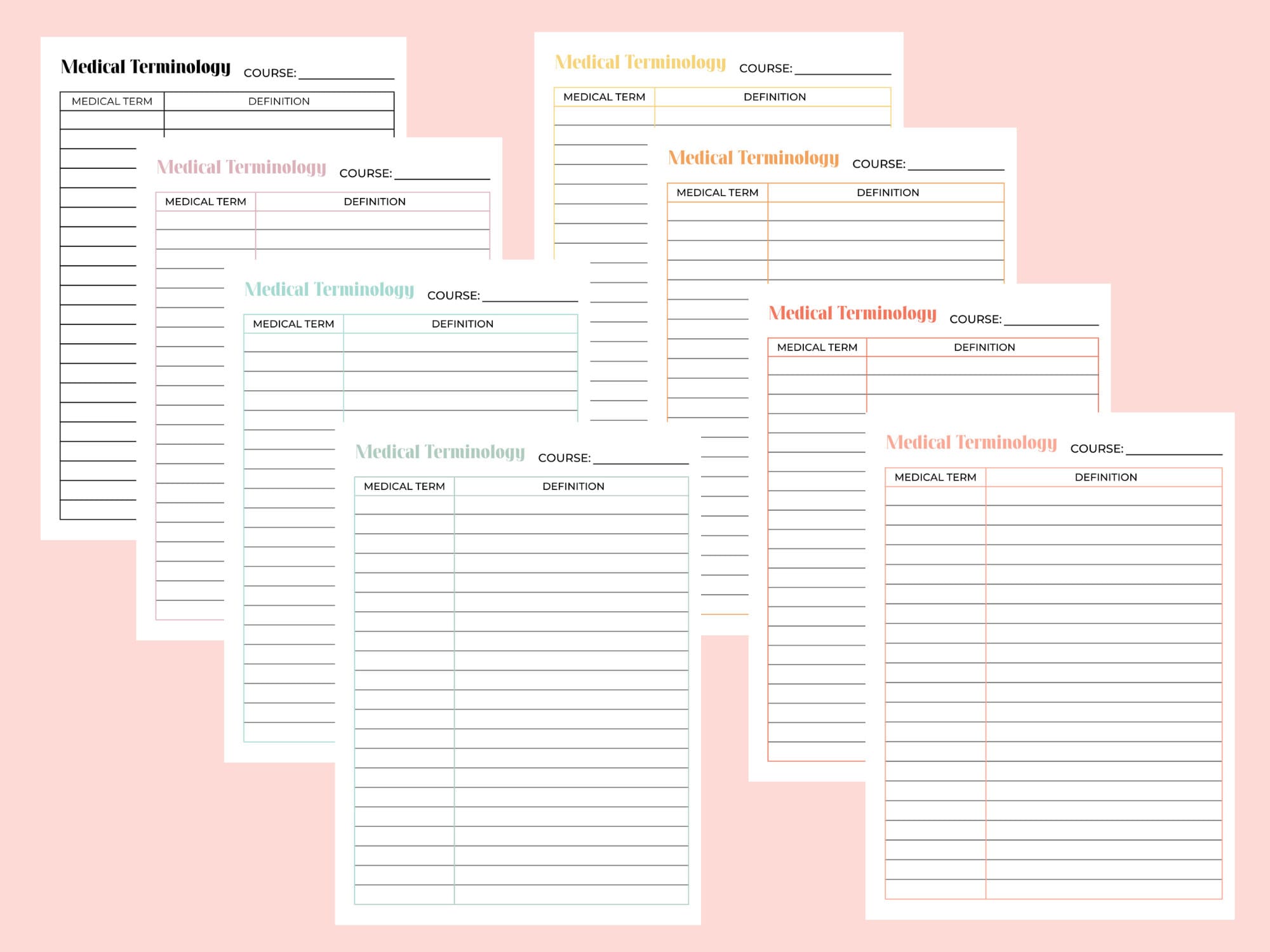 Medical Terminology List, Medical Terminology Study Note, Printable ...