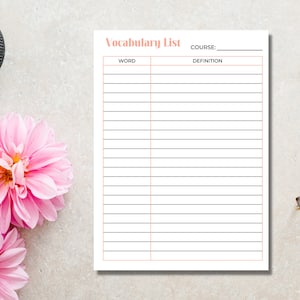 Vocabulary List Worksheet, Vocabulary List Template, Vocab List ...