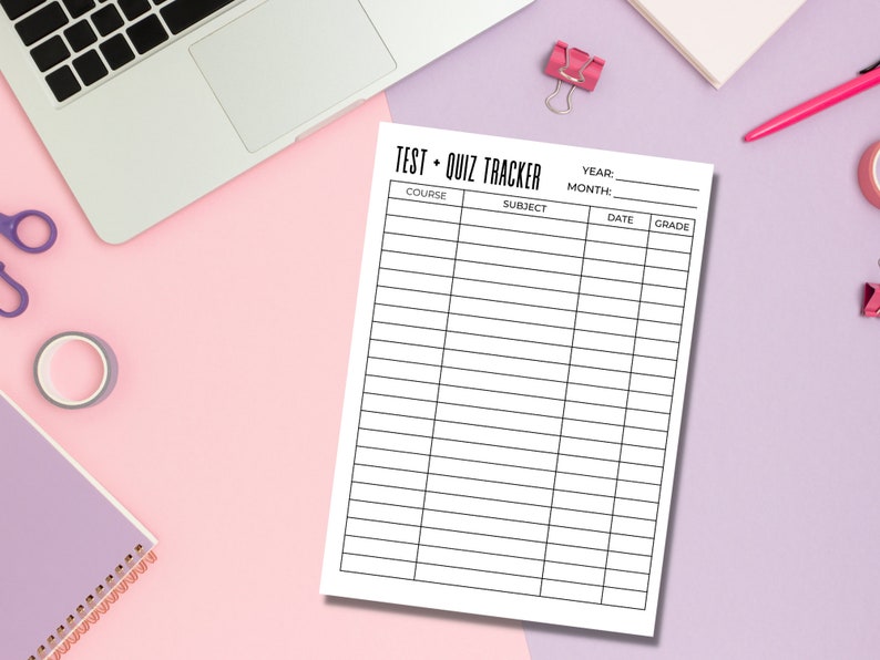 Test and Quiz Tracker Template, Test Planner, Quiz Planner,test and ...