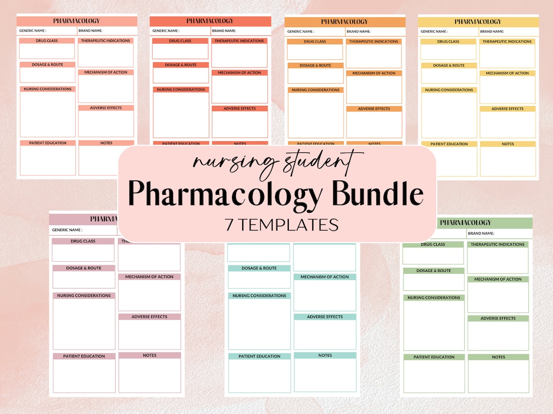 Pharmacology Template, Printable Nursing Student Pharmacology, Nursing ...