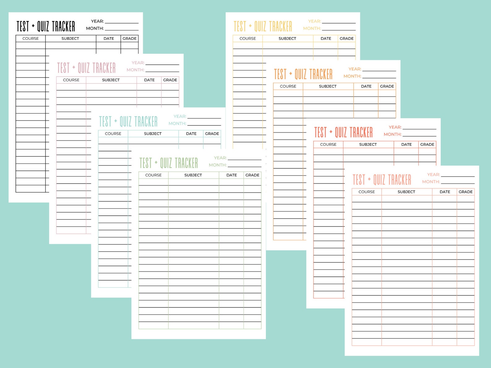 Test and Quiz Tracker Template, Test Planner, Quiz Planner,test and ...