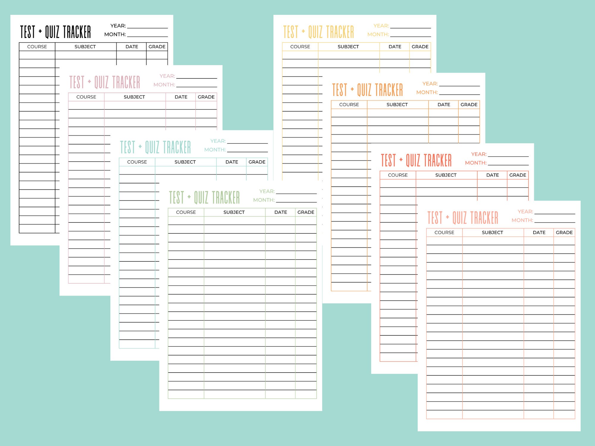 Test and Quiz Tracker Template, Test Planner, Quiz Planner,test and ...