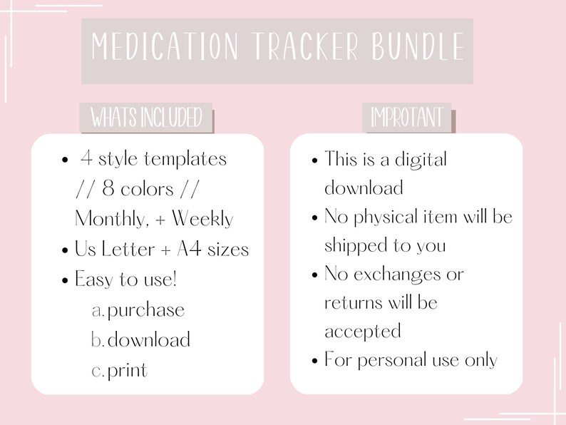 Medication Tracker Template Bundle, Printable Medication Chart, Medical ...