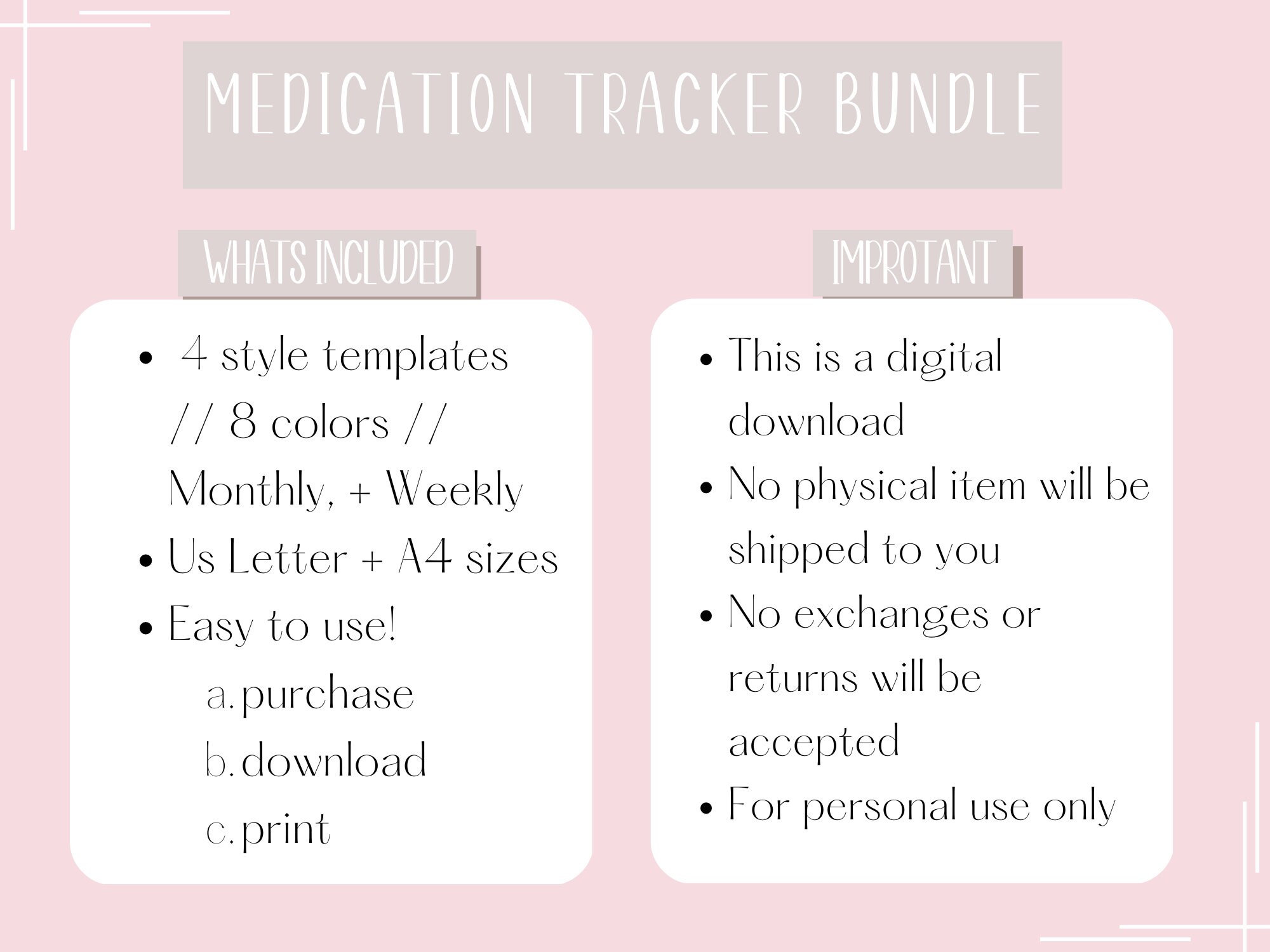 Medication Tracker Template Bundle, Printable Medication Chart, Medical ...