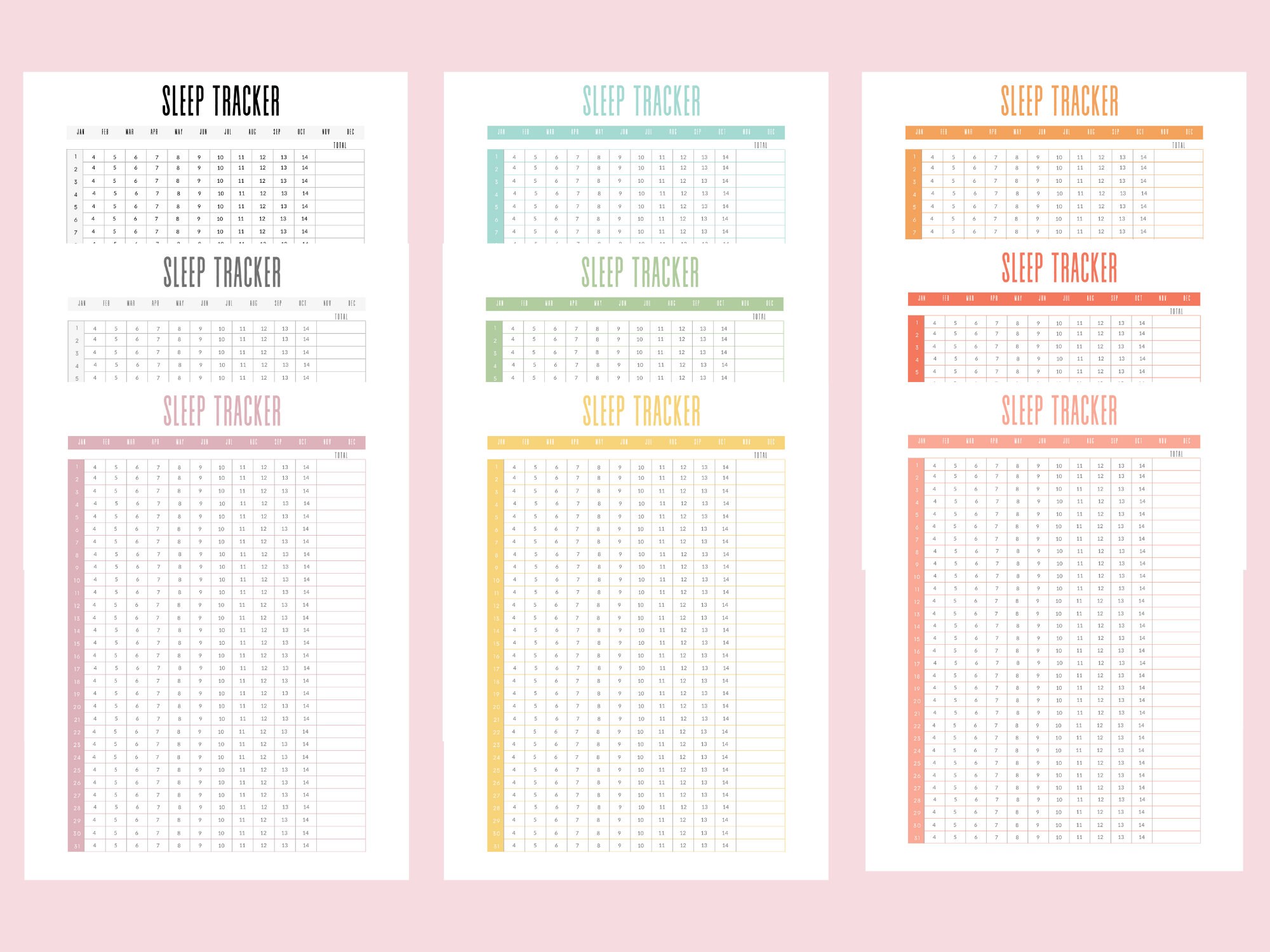 Sleep Tracker Printable, Monthly Sleep Tracking Log, Monthly Sleep ...