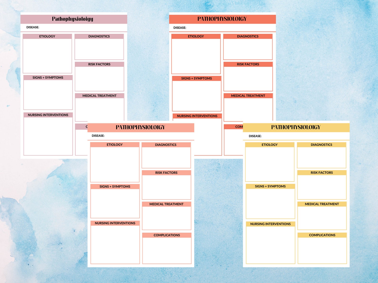 Pathophysiology Template,printable Nursing Student Pathophys Template ...