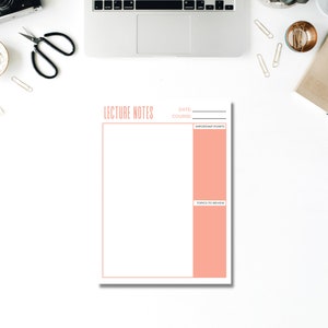 Lecture Notes Template, Printable Lecture Notes, Note Taking Template ...