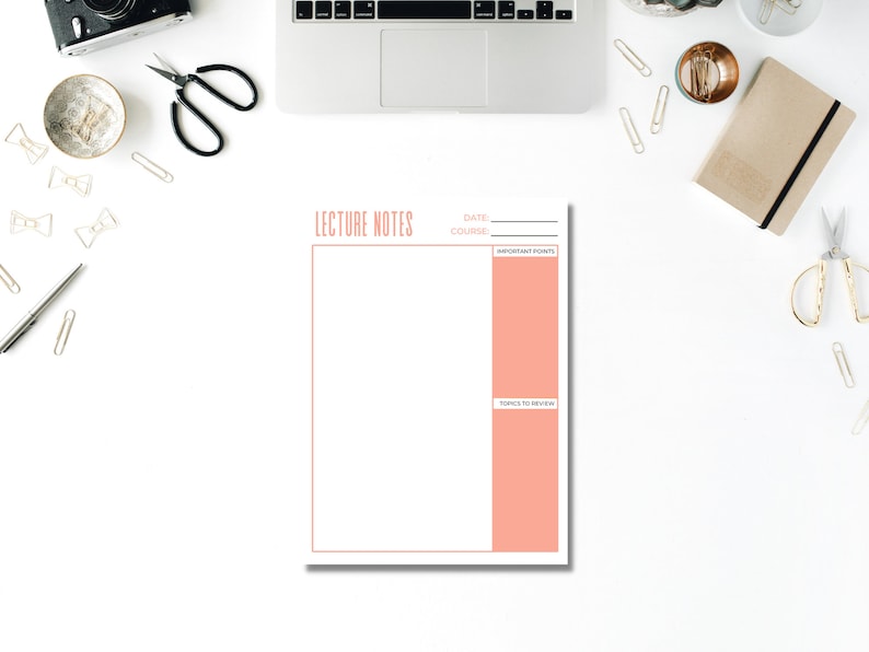 Lecture Notes Template, Printable Lecture Notes, Note Taking Template ...