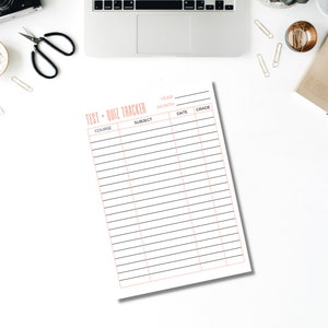 Test and Quiz Tracker Template, Test Planner, Quiz Planner,test and ...