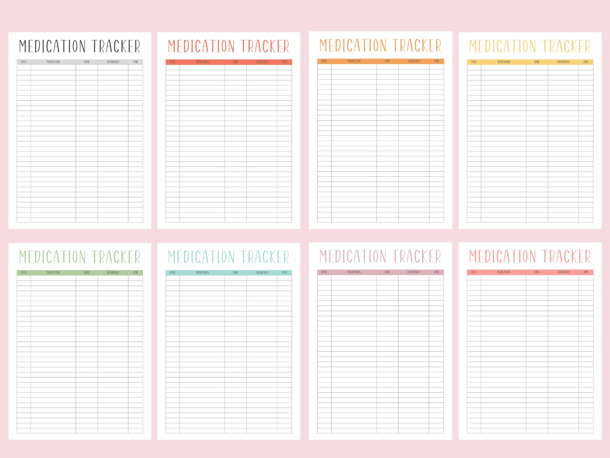 Medication Tracker Template Bundle, Printable Medication Chart, Medical ...