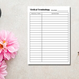 Medical Terminology List, Medical Terminology Study Note, Printable ...