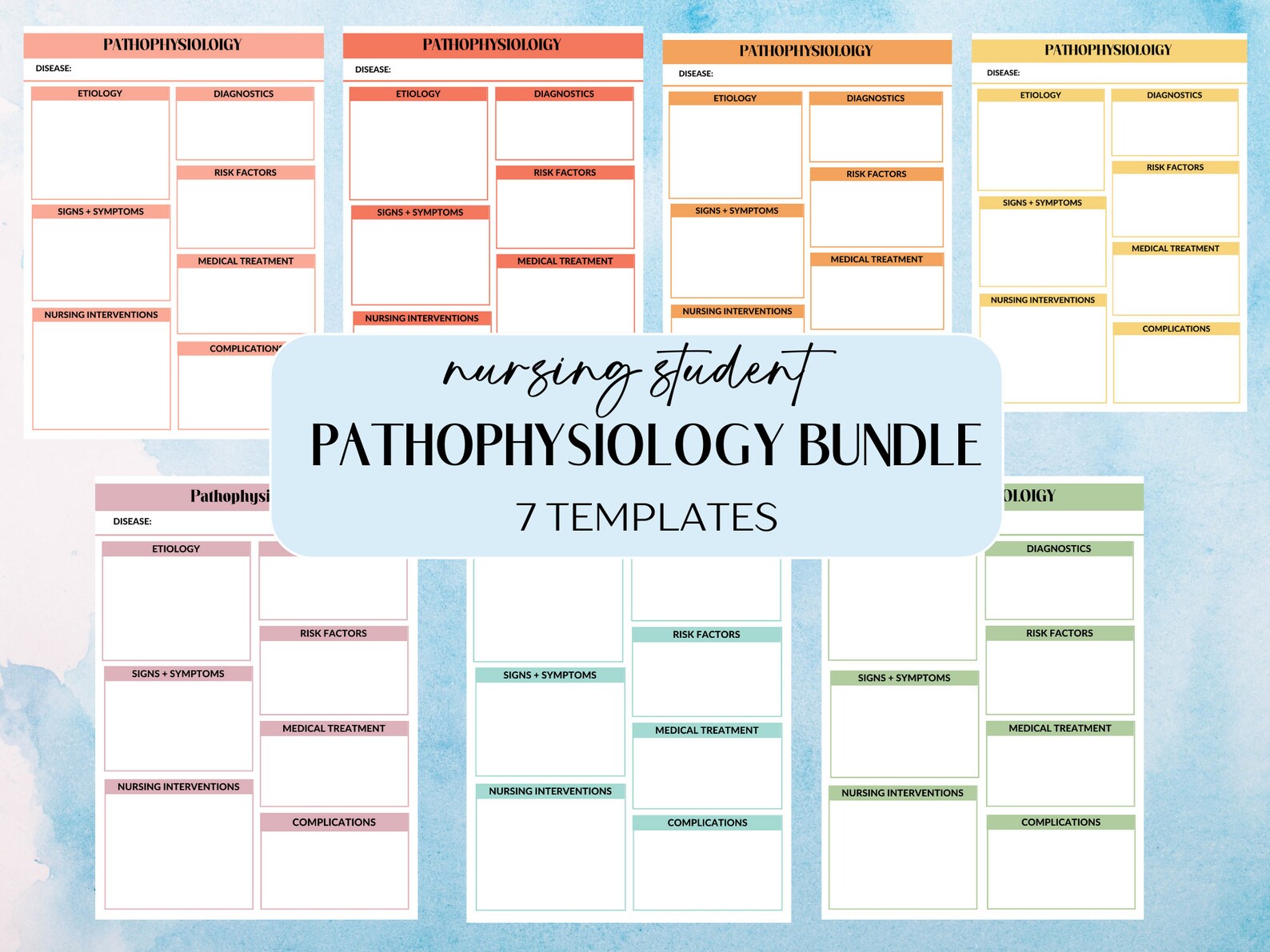 Pathophysiology Template,printable Nursing Student Pathophys Template ...