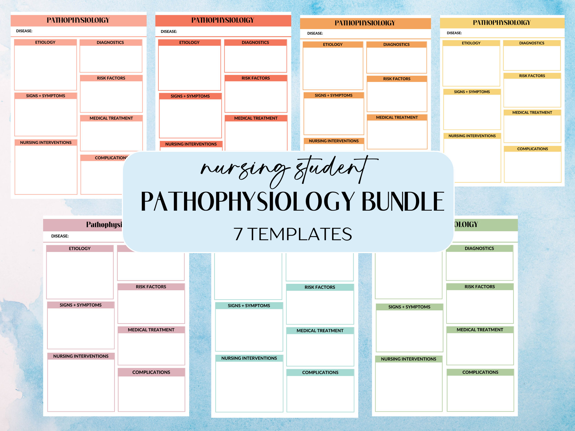 Pathophysiology Template,printable Nursing Student Pathophys Template ...