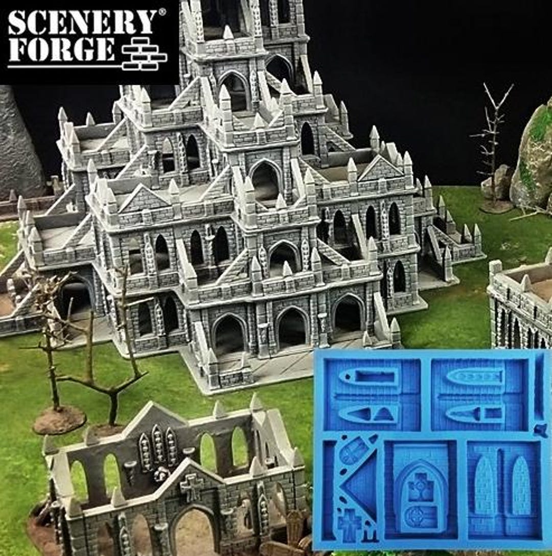 Gothic Stone Temples. Wargame Silicone Mold Warhammer 40000 Tombs ...