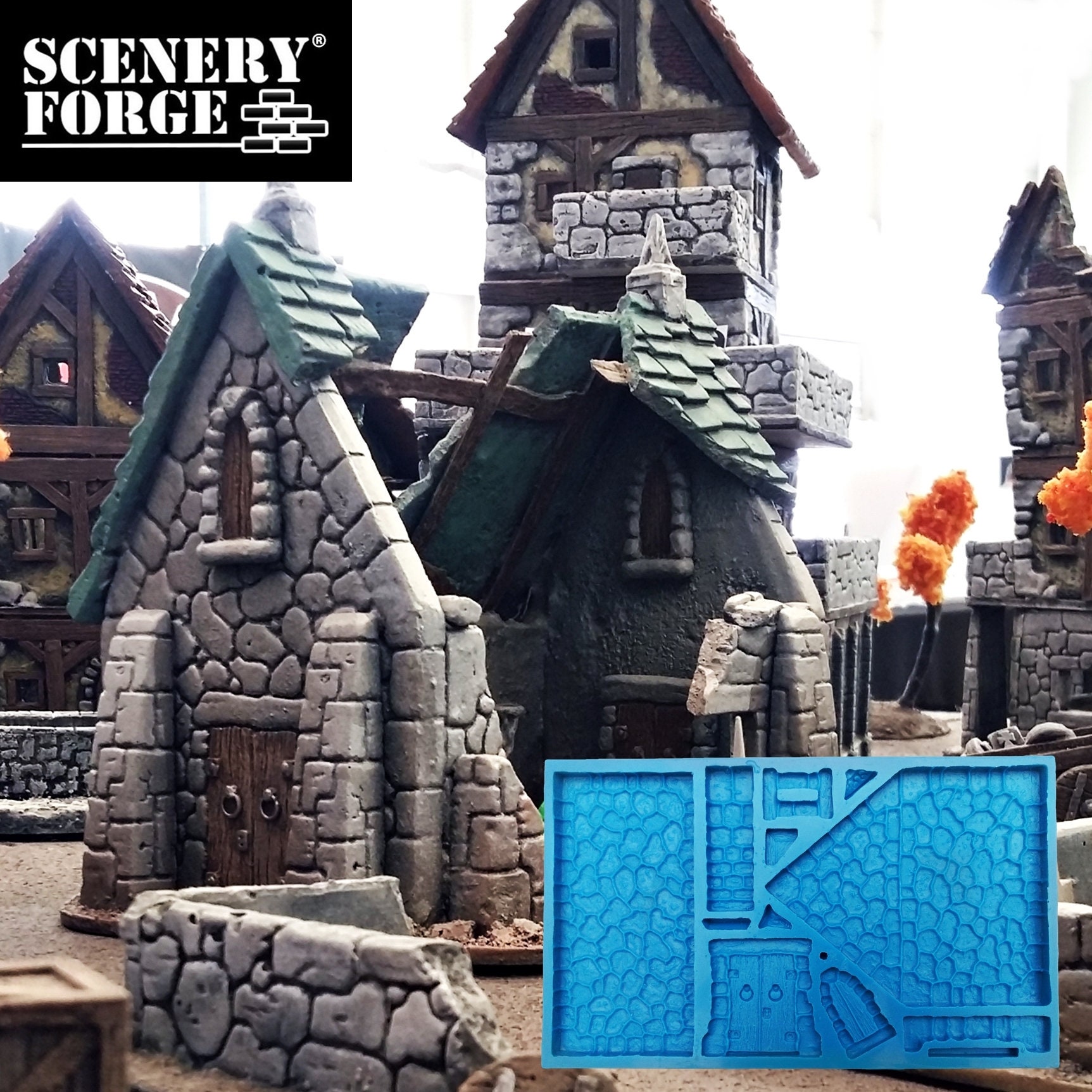 Medieval Fantasy Mold. Stone Walls. Wargame Silicone Mold Warhammer ...