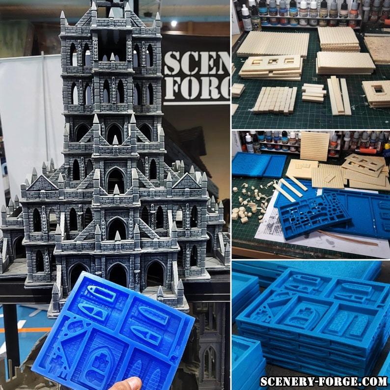 Gothic Stone Temples. Wargame Silicone Mold Warhammer 40000 Tombs ...