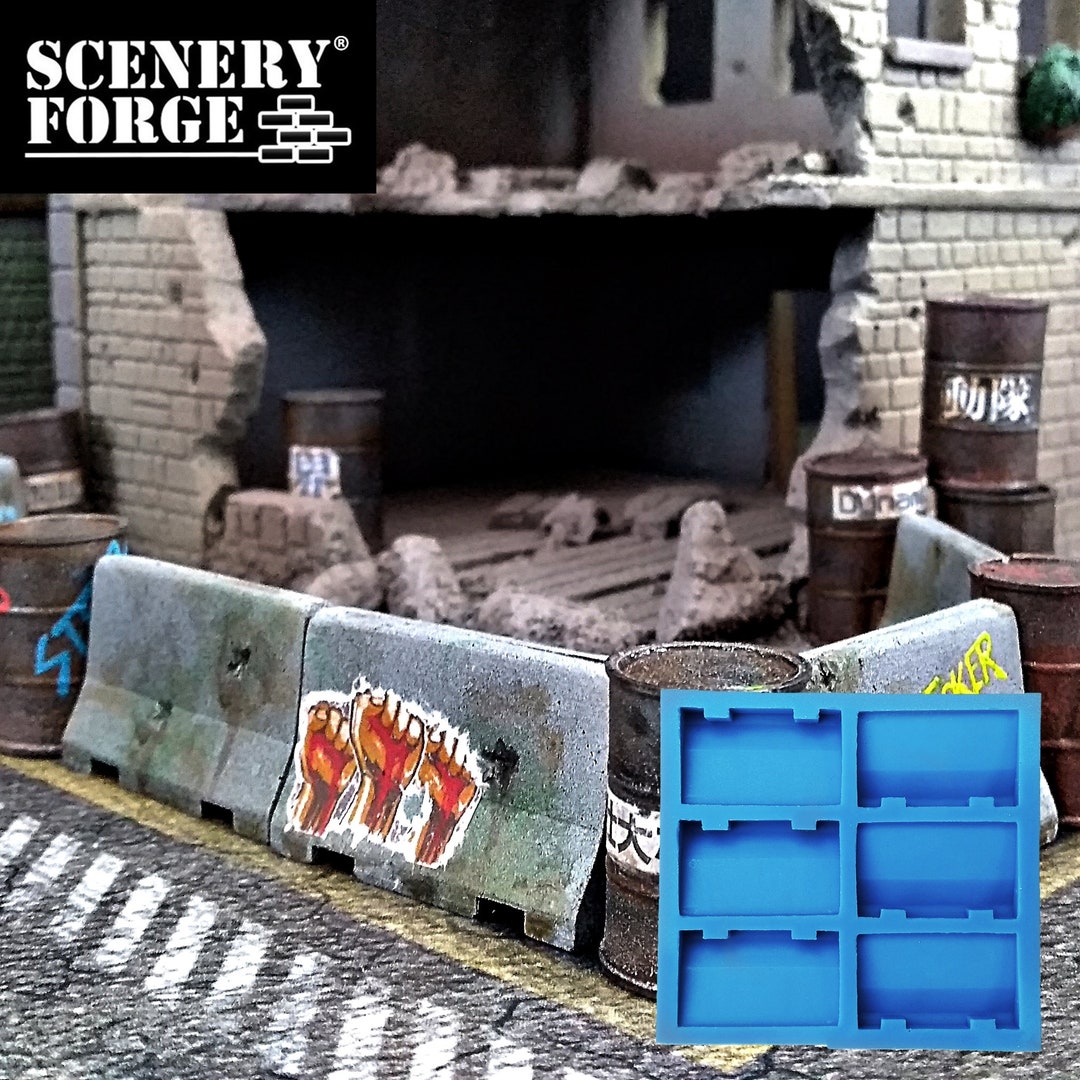 Jersey Barriers Silicone Mold. Warhammer 40000 Necromunda Bolt Action ...