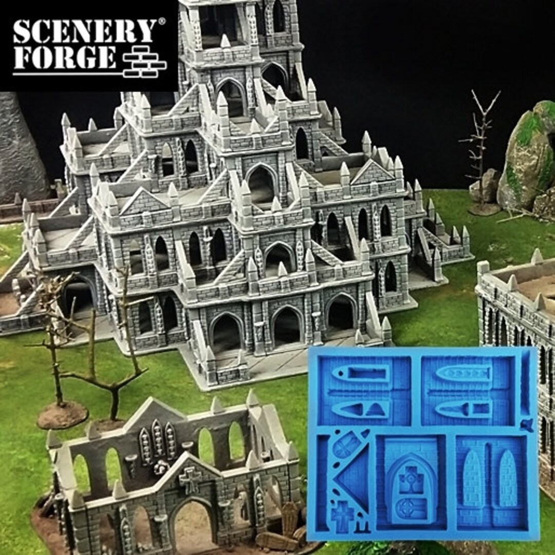 Gothic Stone Temples. Wargame Silicone Mold Warhammer 40000 Tombs ...