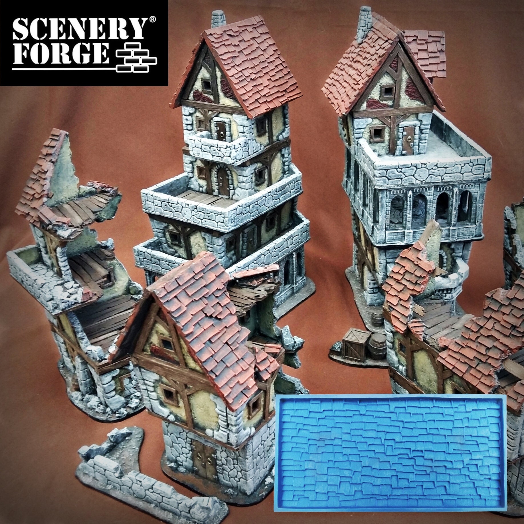 Medieval Fantasy Mold. Tile Roof XXL. Wargame Silicone Mold Warhammer ...