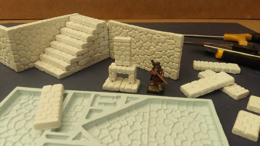 Medieval Fantasy Mold. Stone Walls. Wargame Silicone Mold Warhammer ...