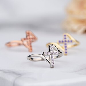 Birthstone Cross Ring, Personalized Cross Ring, Handmade Jewelry ...