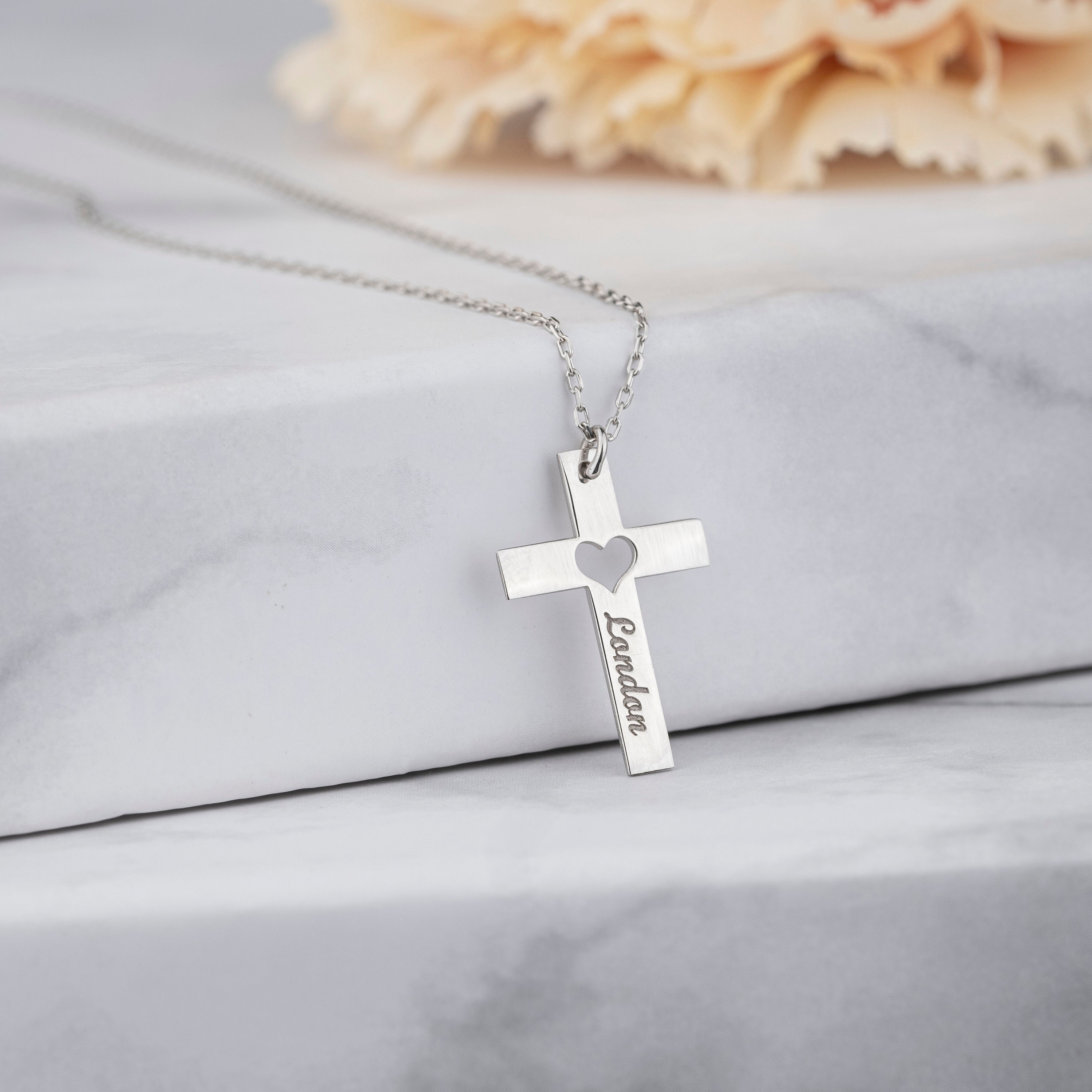 Name Engraved Cross Necklace, Personalized Gift, Handmade Jewelry ...