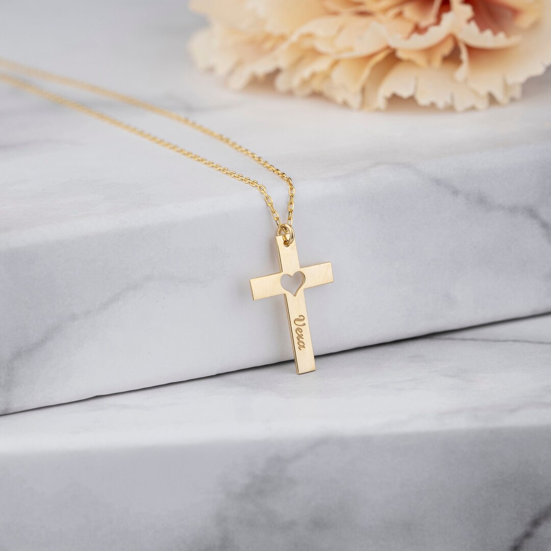 Name Engraved Cross Necklace, Personalized Gift, Handmade Jewelry ...