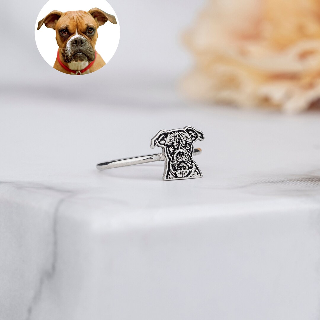 Signet Pet Portrait Ring, Pet Photo Engraved Personalized Gift ...