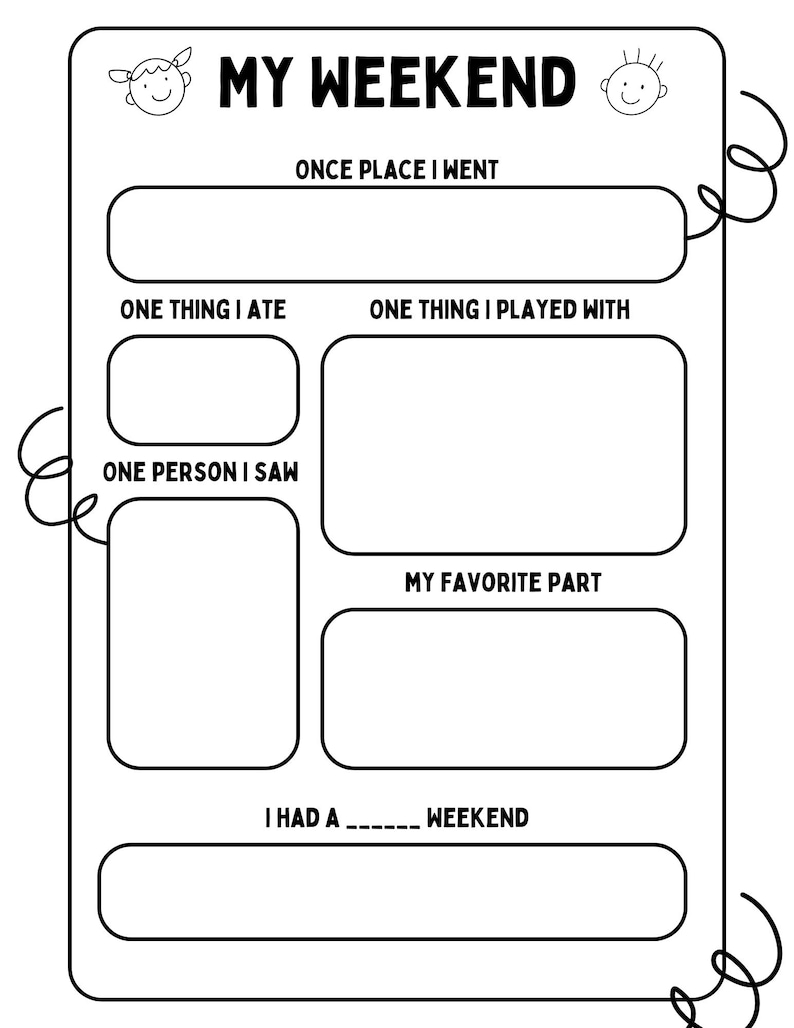 K-5 "my Weekend" Worksheet - Etsy