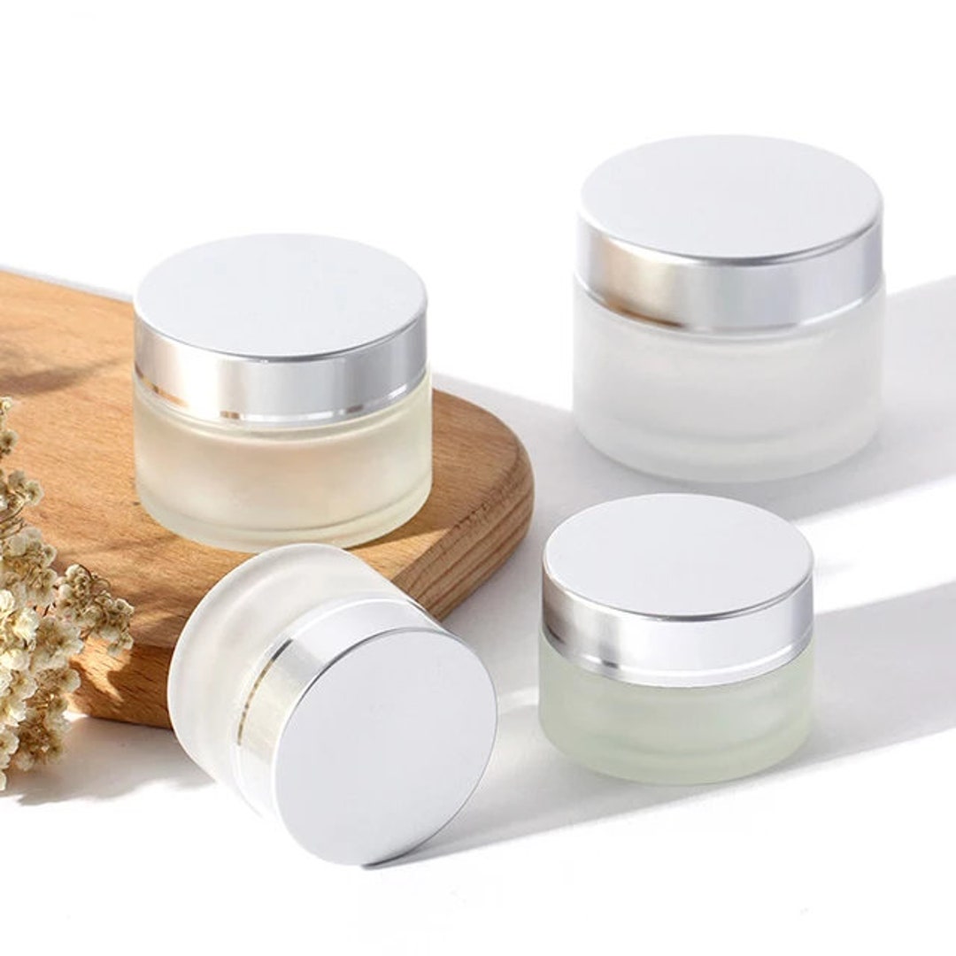 30g Frosted Solid Glass Jars With Silver Lids Cosmetics Makeup Etsy Uk