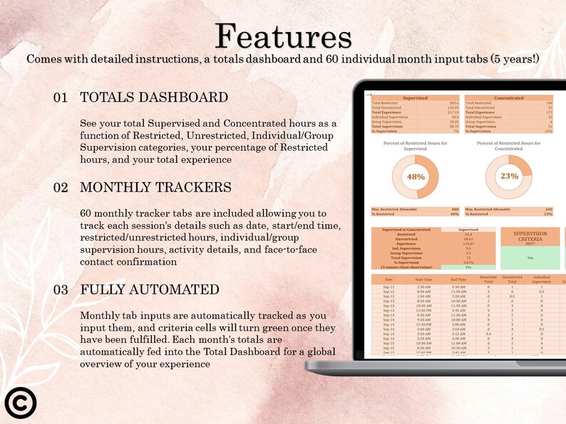 Bcba/bcaba Fieldwork Hour Tracker (supervised and Concentrated) - Etsy