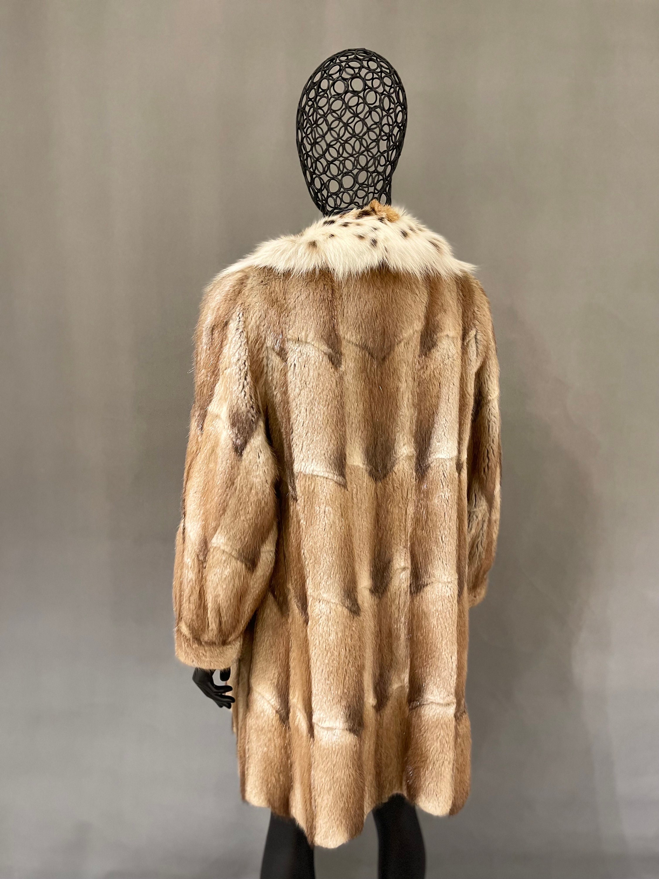 Muskrat Fur Coat, Lynx Collar, Lynx Fur Coat, Real Fur, Natural Fur ...