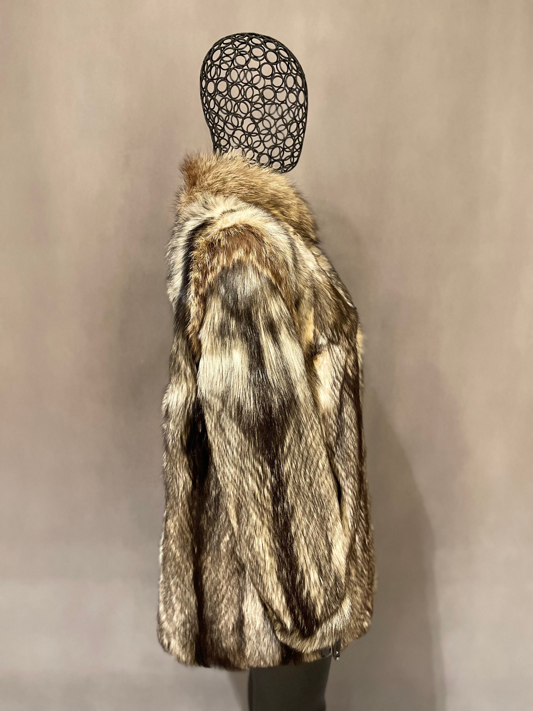 Coyote Fur Coat, Vintage Fur Coat, Real Coyote Fur Coat, Coyote Jacket ...