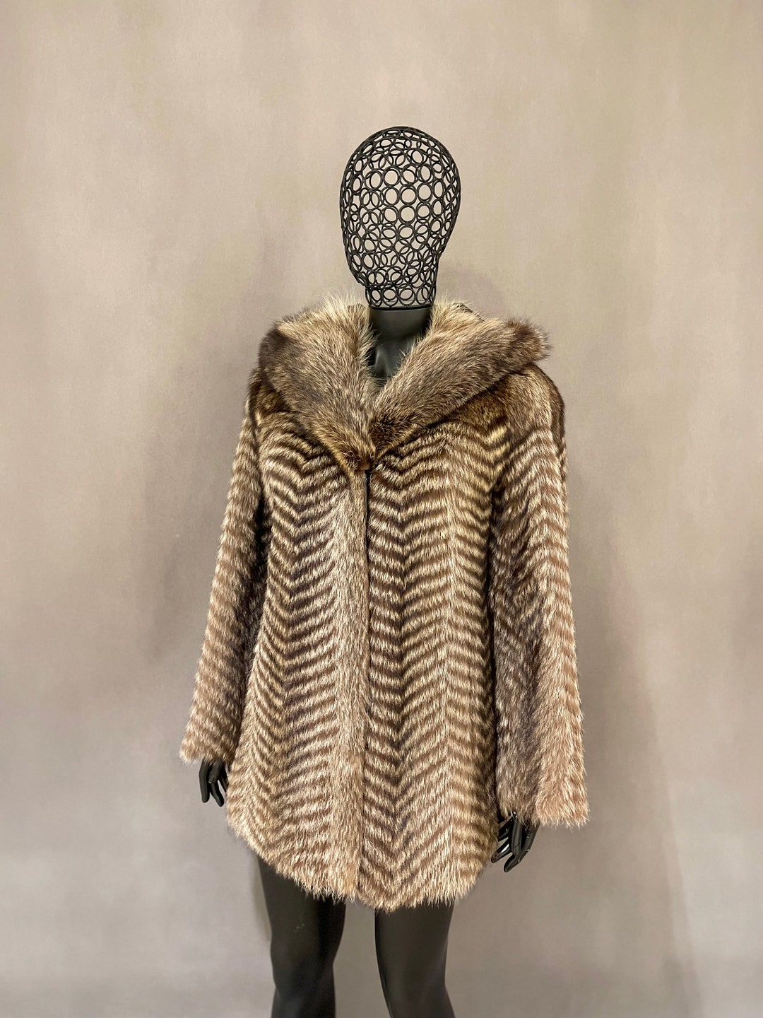 Raccoon Fur Coat, Vintage Raccoon Fur Coat, Vintage Coat, Real Fur Coat ...