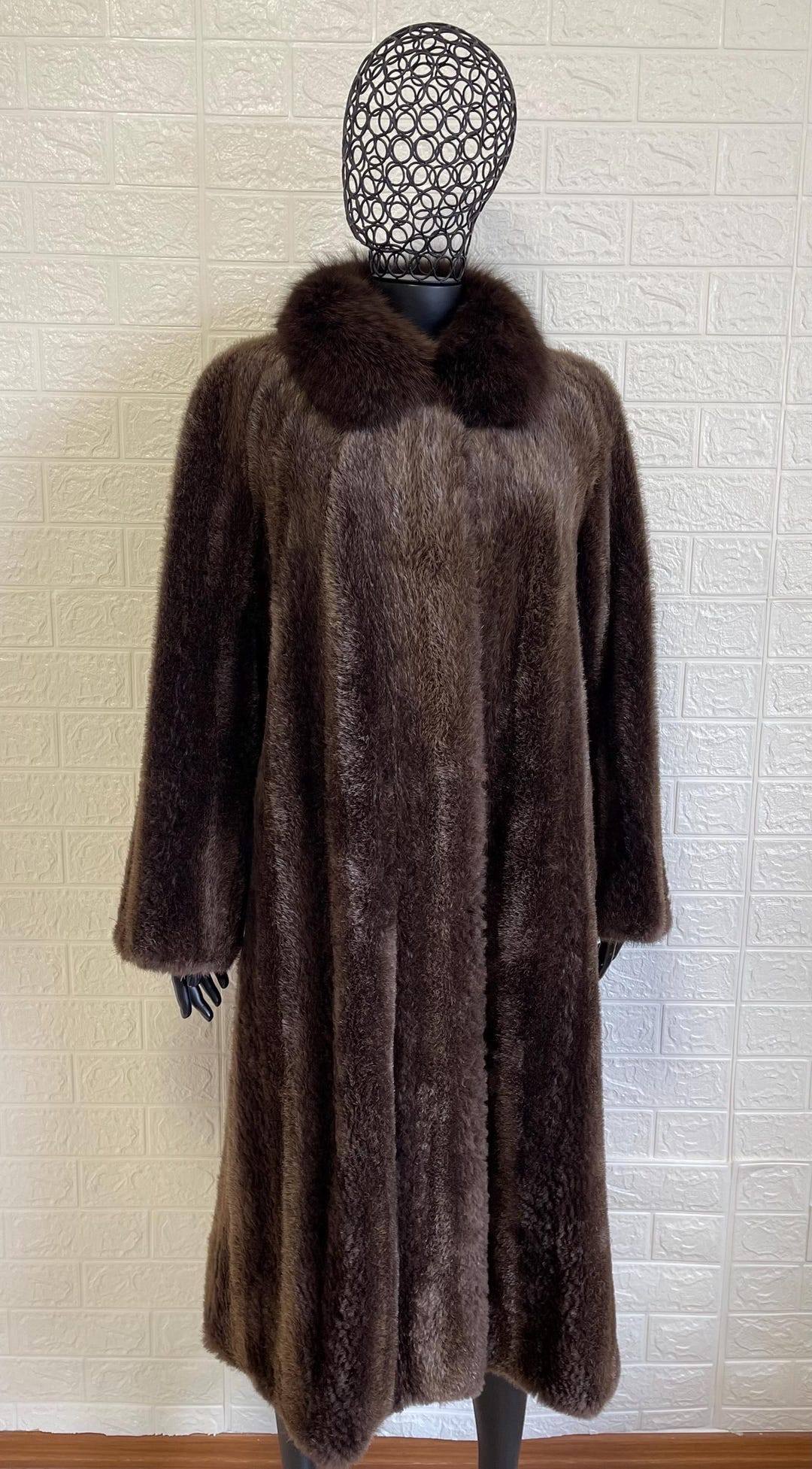 Vintage Nutria Fur Coat With Fox Collar, Size M - Etsy