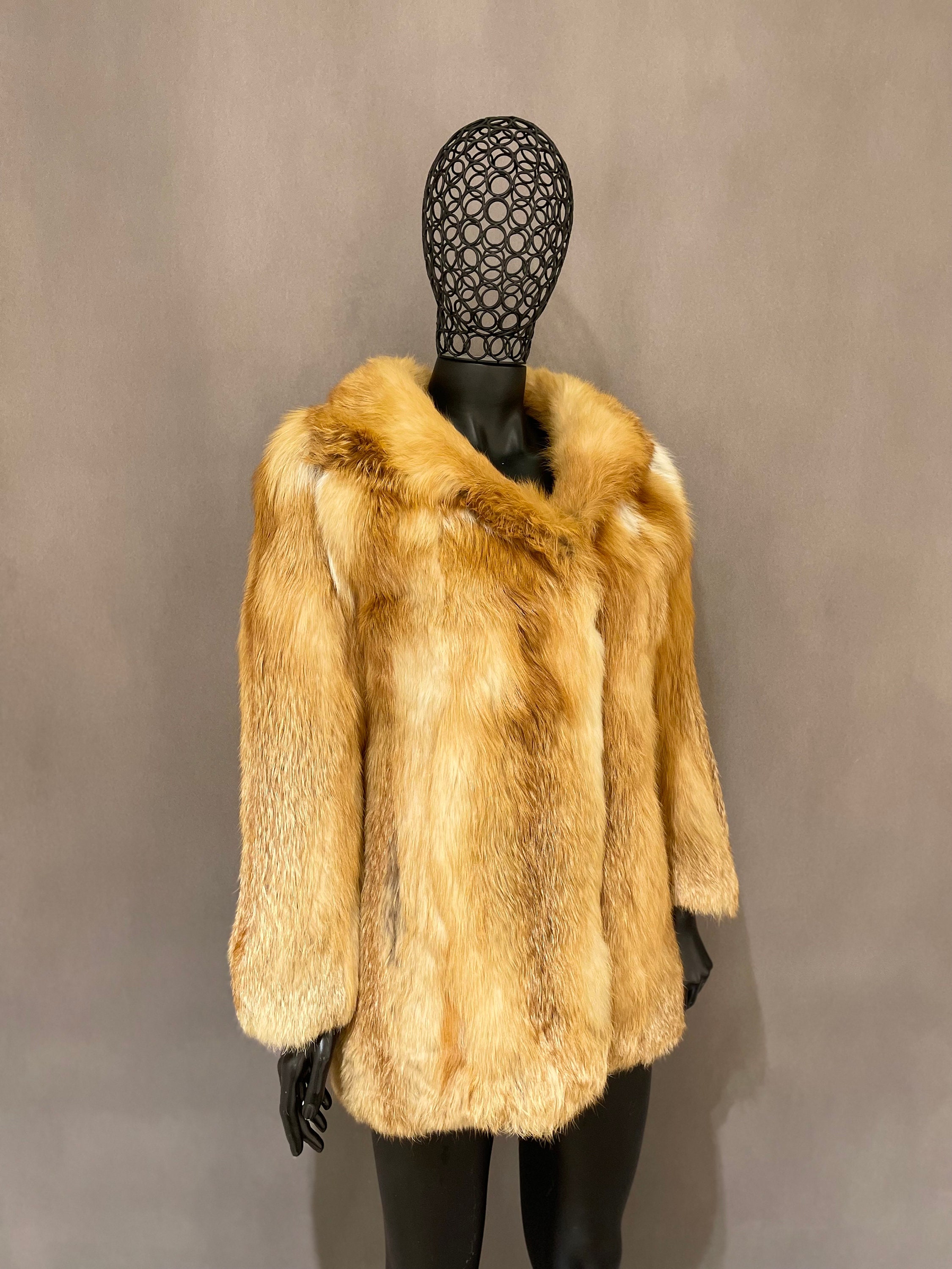 Fox Fur Coat, Red Fox Fur Coat, Vintage Fur Coat, Real Fox Coat, Soft ...