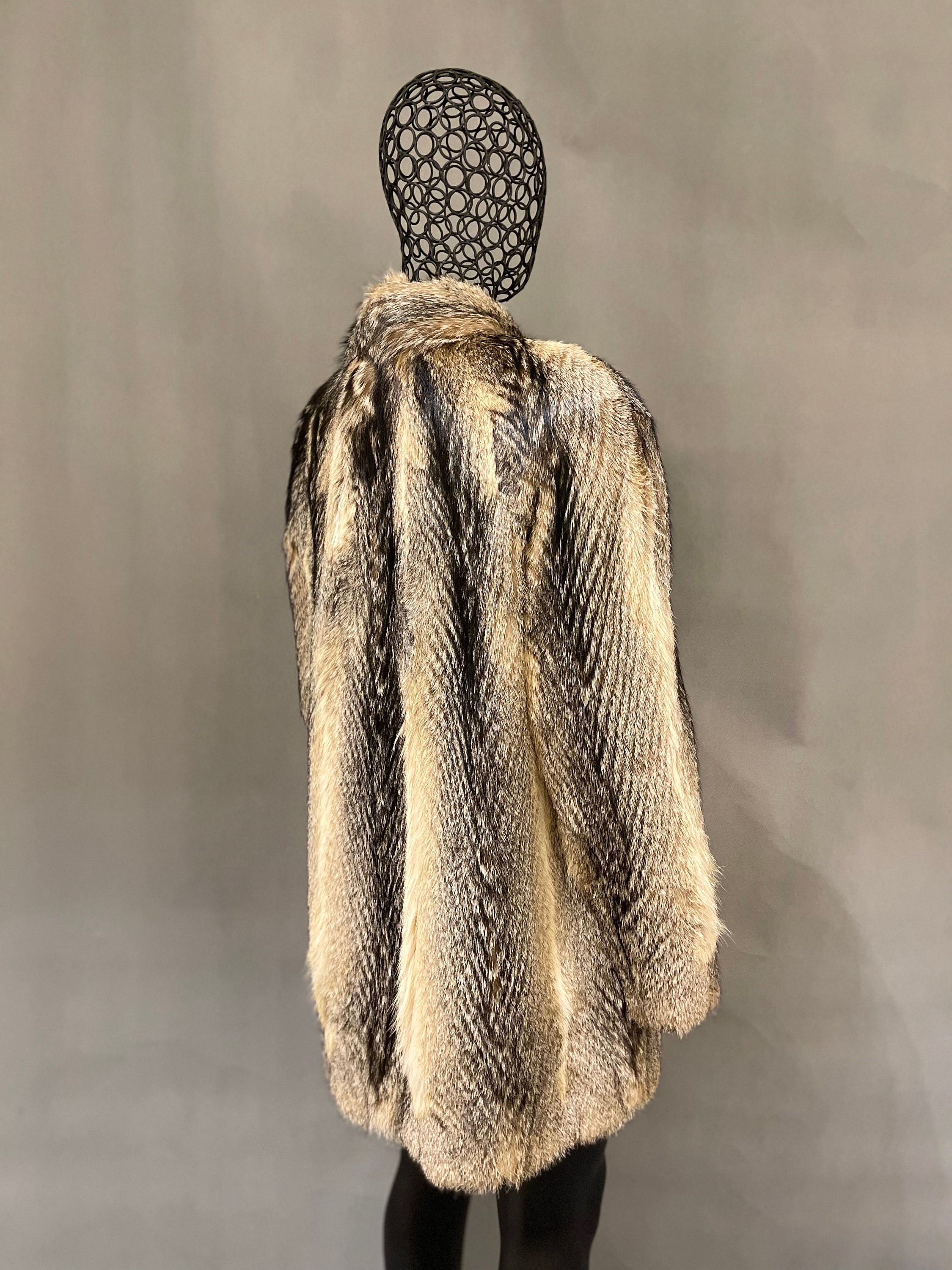 Vintage Coyote Fur Coat Exellent Condition Real Coyote Fur Womens Fashion Genuine Leather Jacket ...