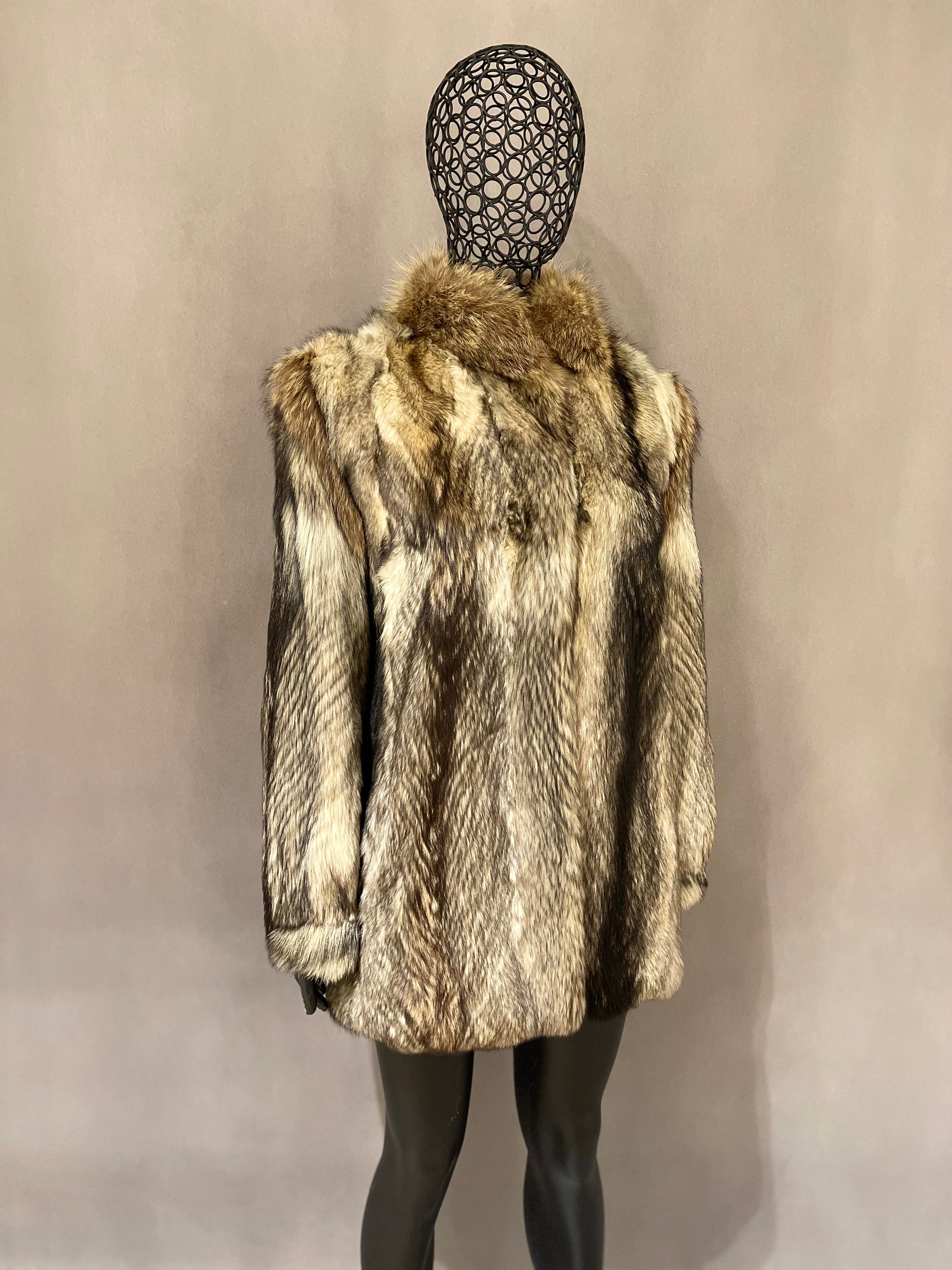 Coyote Fur Coat, Vintage Fur Coat, Real Coyote Fur Coat, Coyote Jacket ...