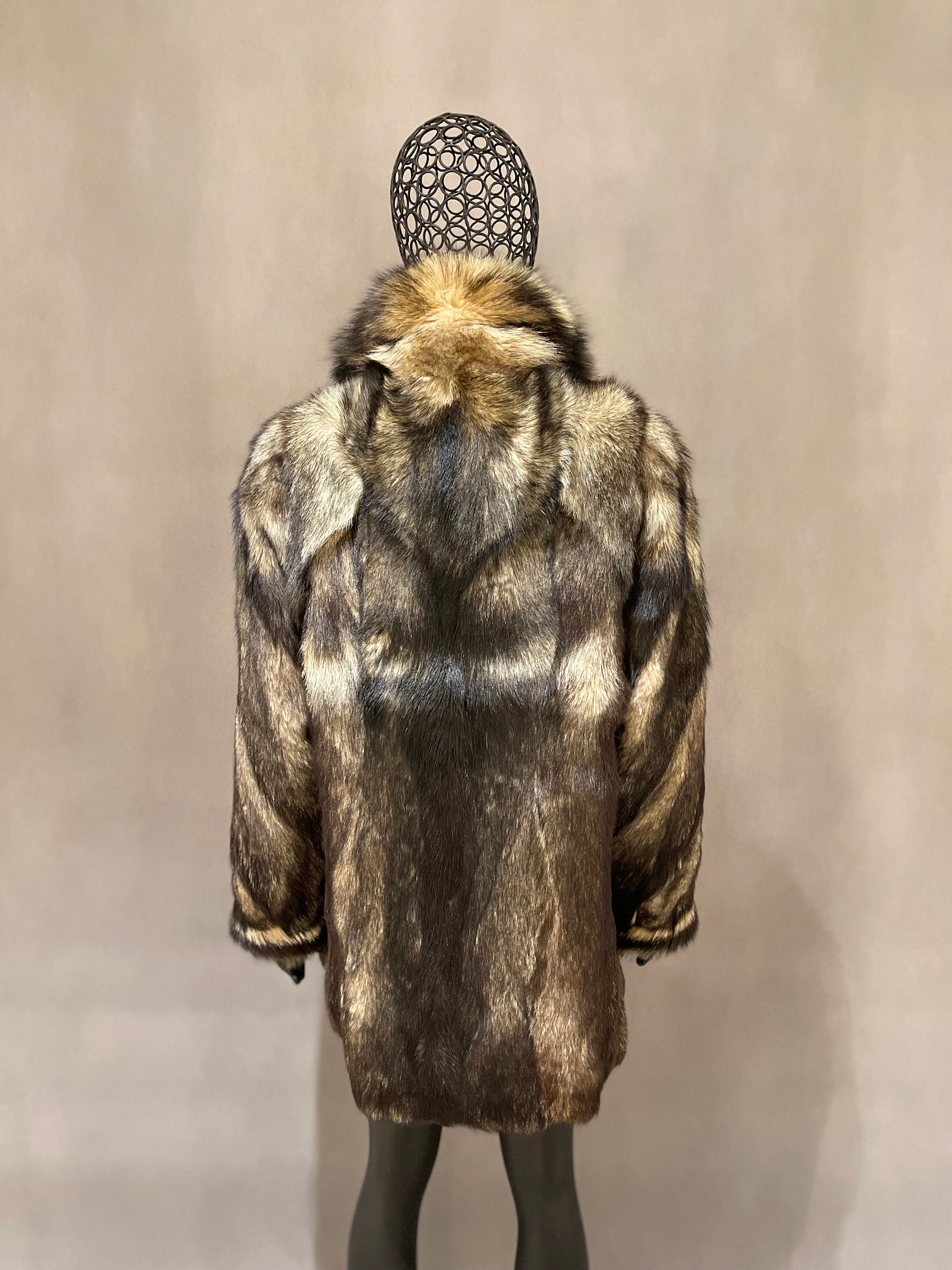 Coyote Fur Coat, Real Coyote Fur Coat, Fur Coat, Genuine Fur Coat, Real ...