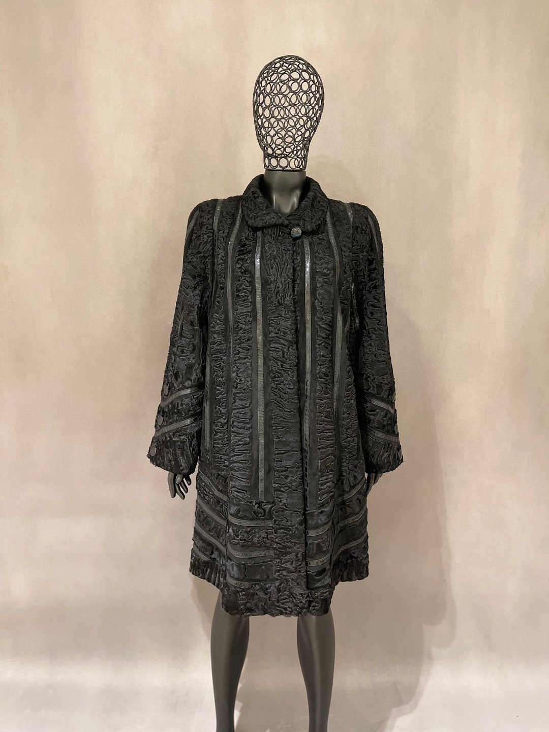 Astrakhan Fur Coat, Real Astrakhan Coat, Vintage Fur Coat, Black Fur ...