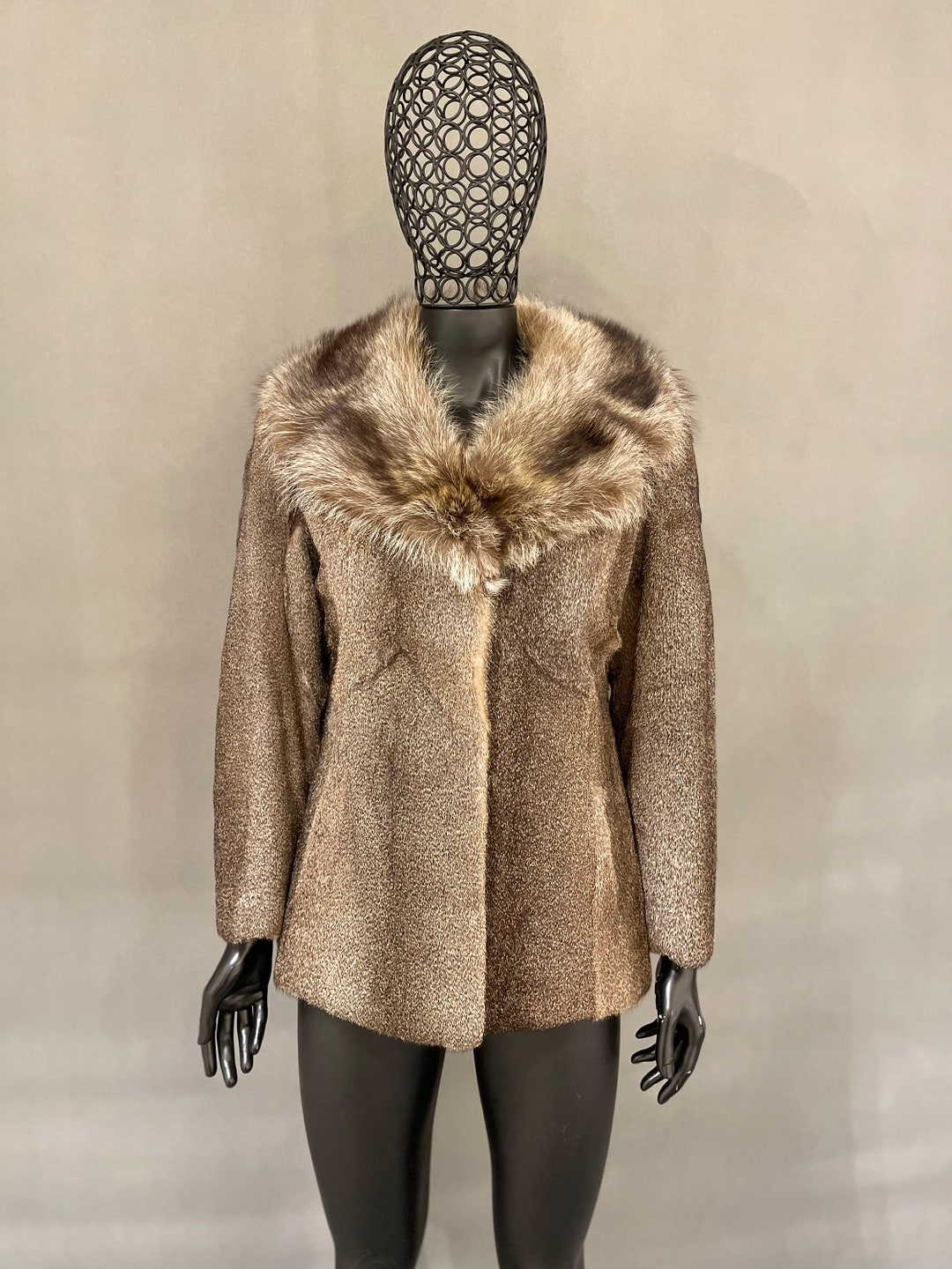 Vintage Grey Fur Coat, Australian Possum & Raccoon, Elegant Short ...