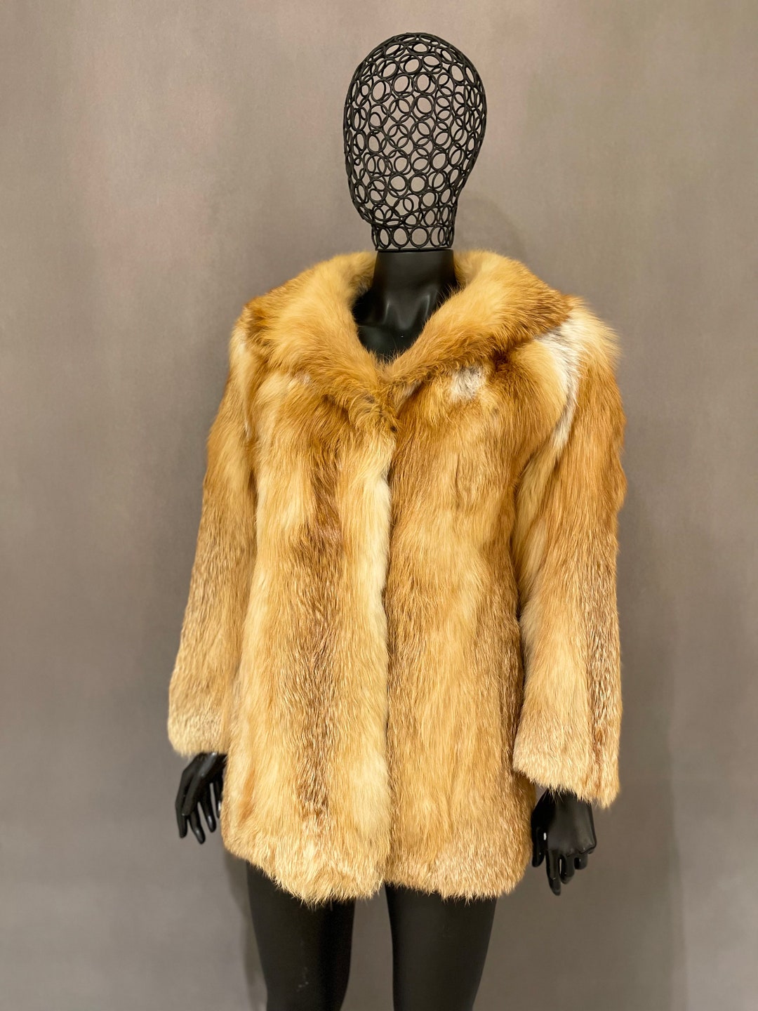 Fox Fur Coat, Red Fox Fur Coat, Vintage Fur Coat, Real Fox Coat, Soft ...