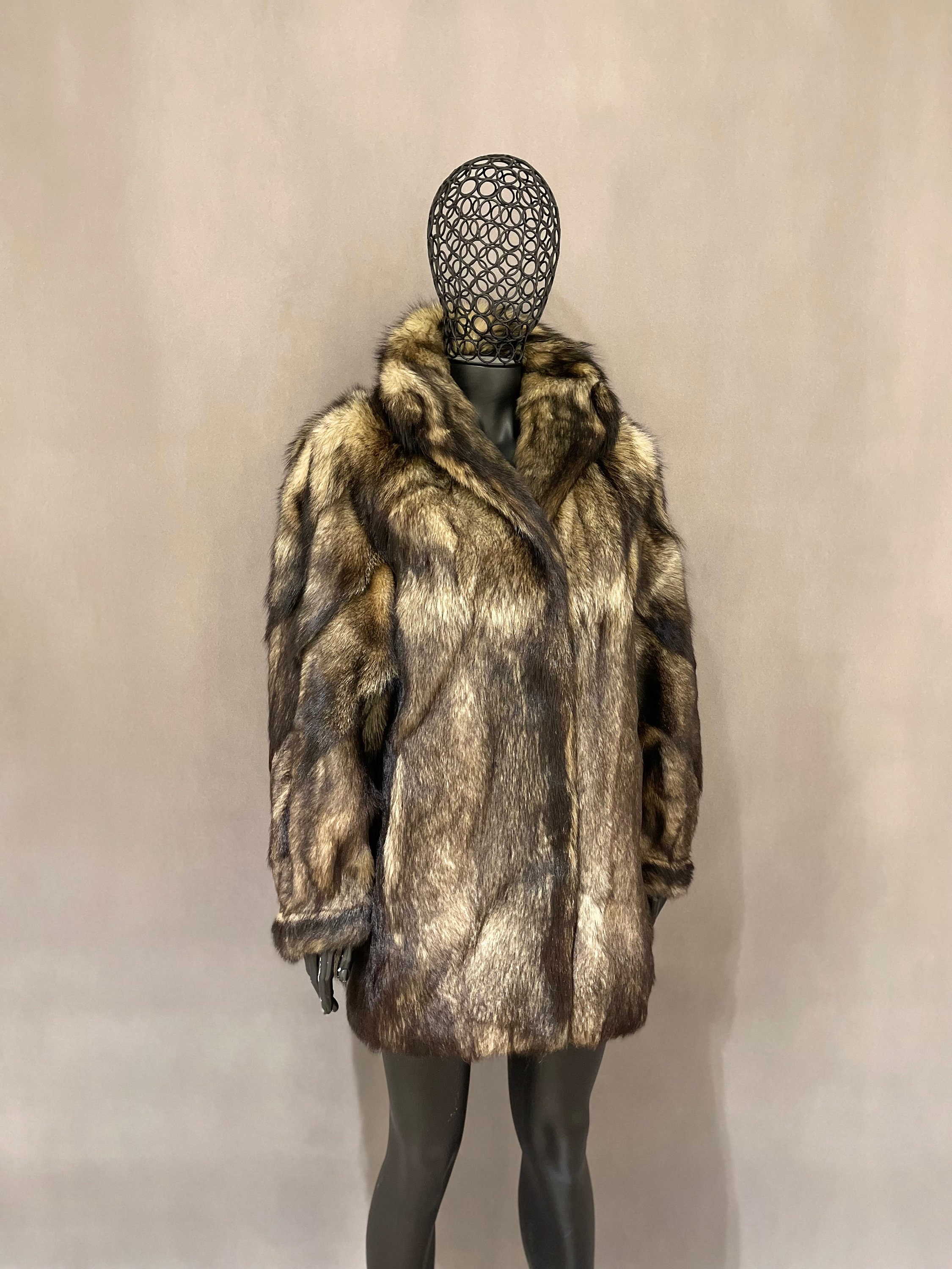 Coyote Fur Coat, Real Coyote Fur Coat, Fur Coat, Genuine Fur Coat, Real ...