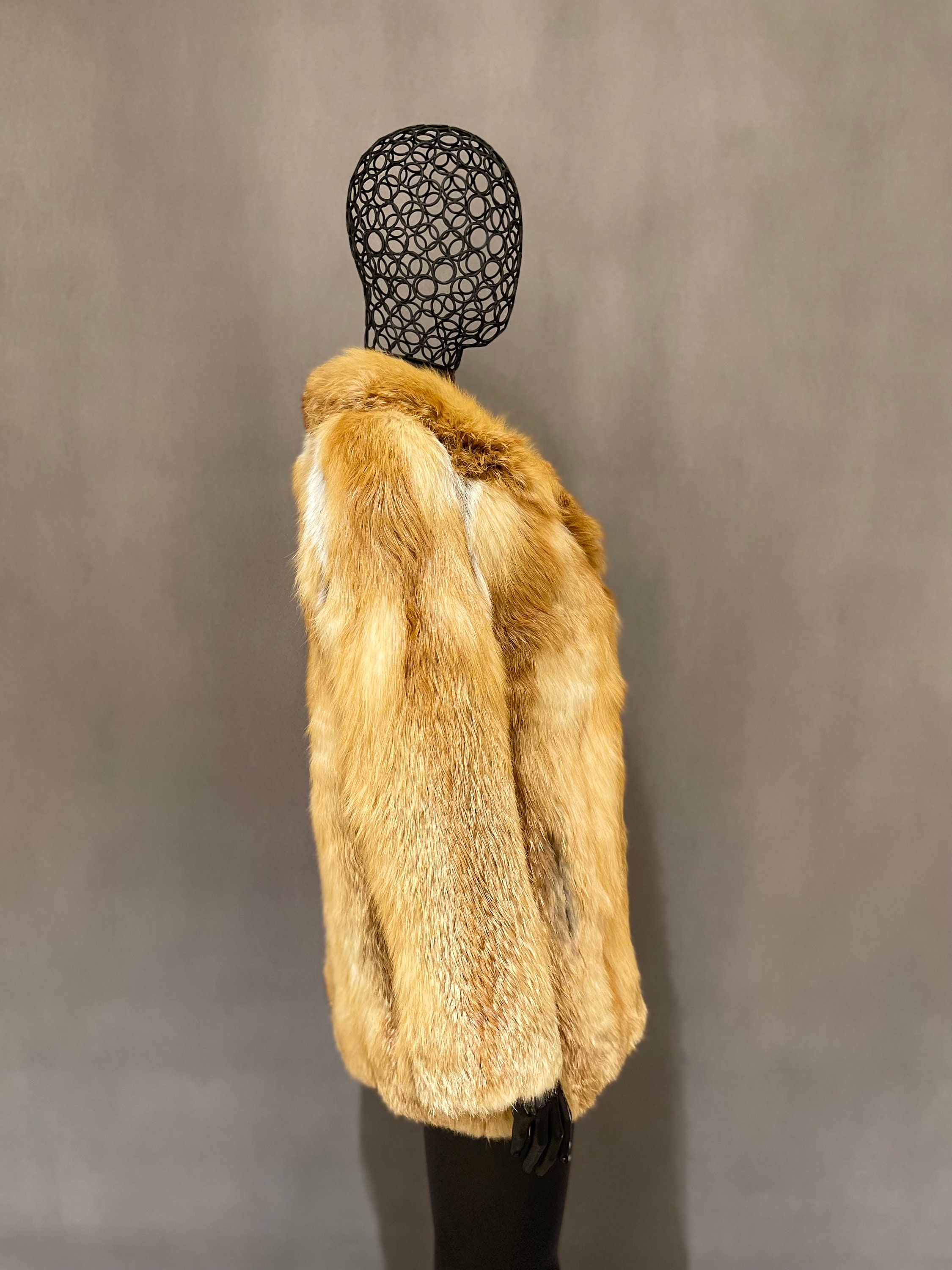 Fox Fur Coat, Red Fox Fur Coat, Vintage Fur Coat, Real Fox Coat, Soft ...