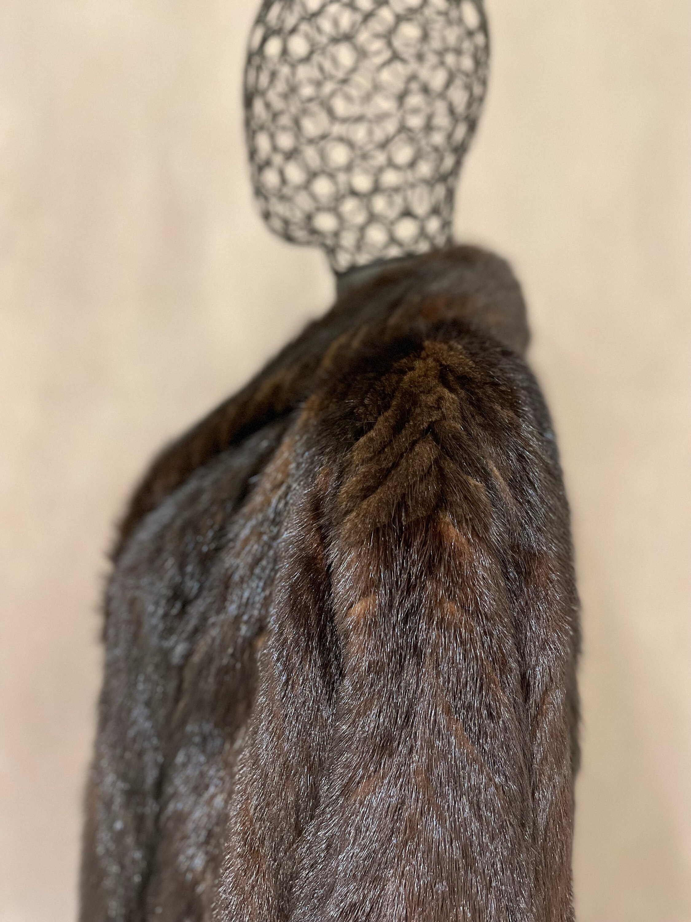 Mink Fur Coat, Vintage Mink Fur Coat, Real Mink Coat, Genuine Leather ...