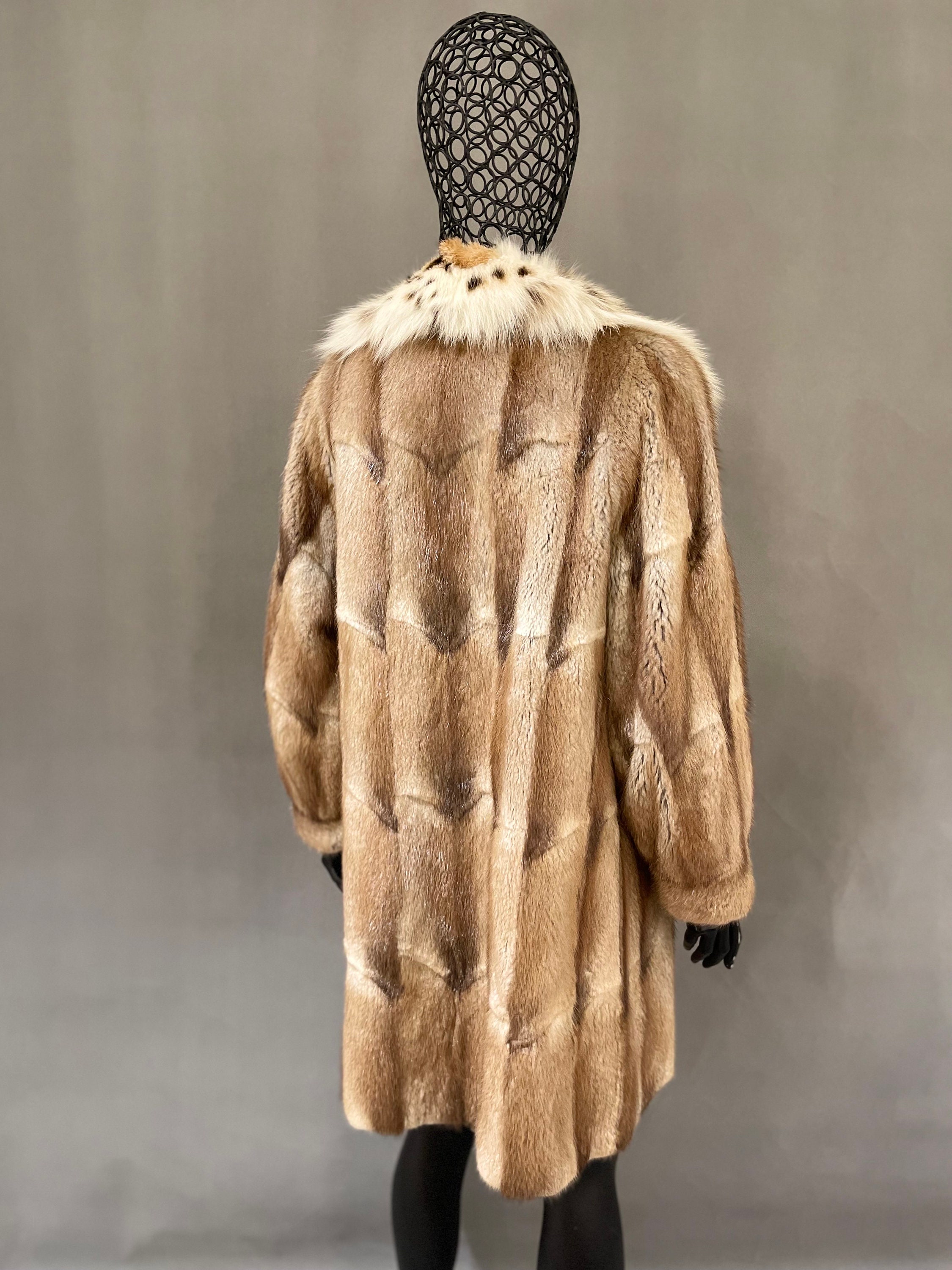 Muskrat Fur Coat, Lynx Collar, Lynx Fur Coat, Real Fur, Natural Fur ...