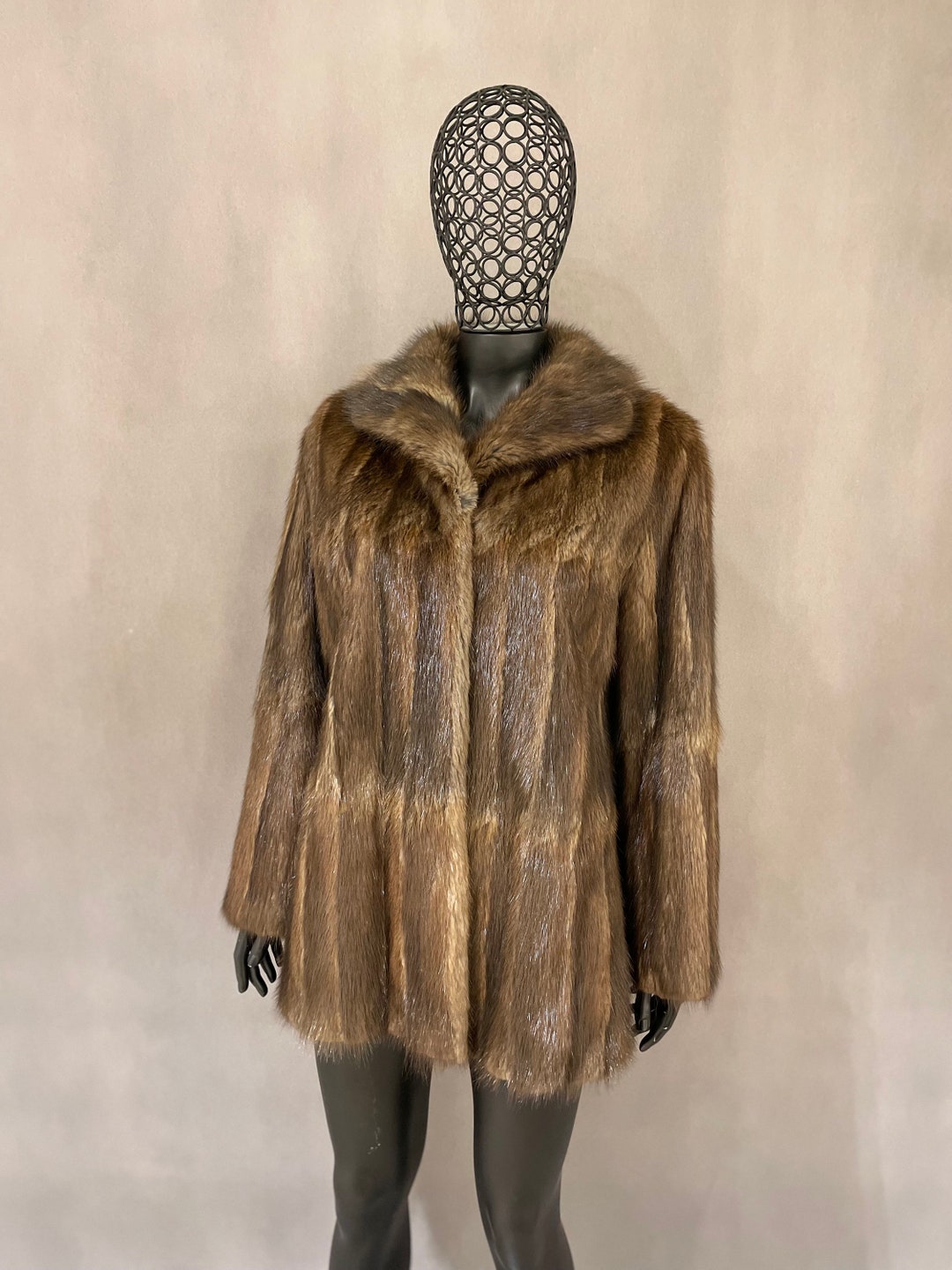 Muskrat Fur Coat, Vintage Fur Coat, Real Fur Coat, Shoft Fur Coat ...